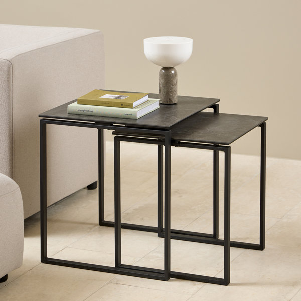Williston Forge Katrine Square Coffee Table Set In Ceramic Black ...